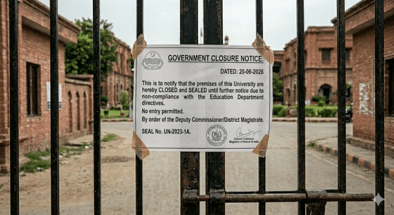 NFC University Sealed Over Rs. 83.9 Million Property Tax